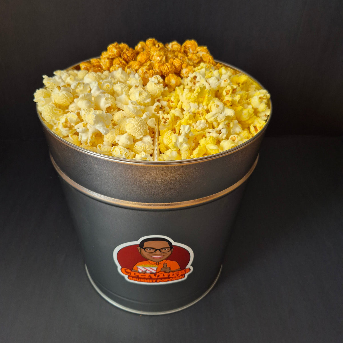 Popcorn Tins Featuring 3 Way Mix: Cheddar, Caramel and Buttery ...