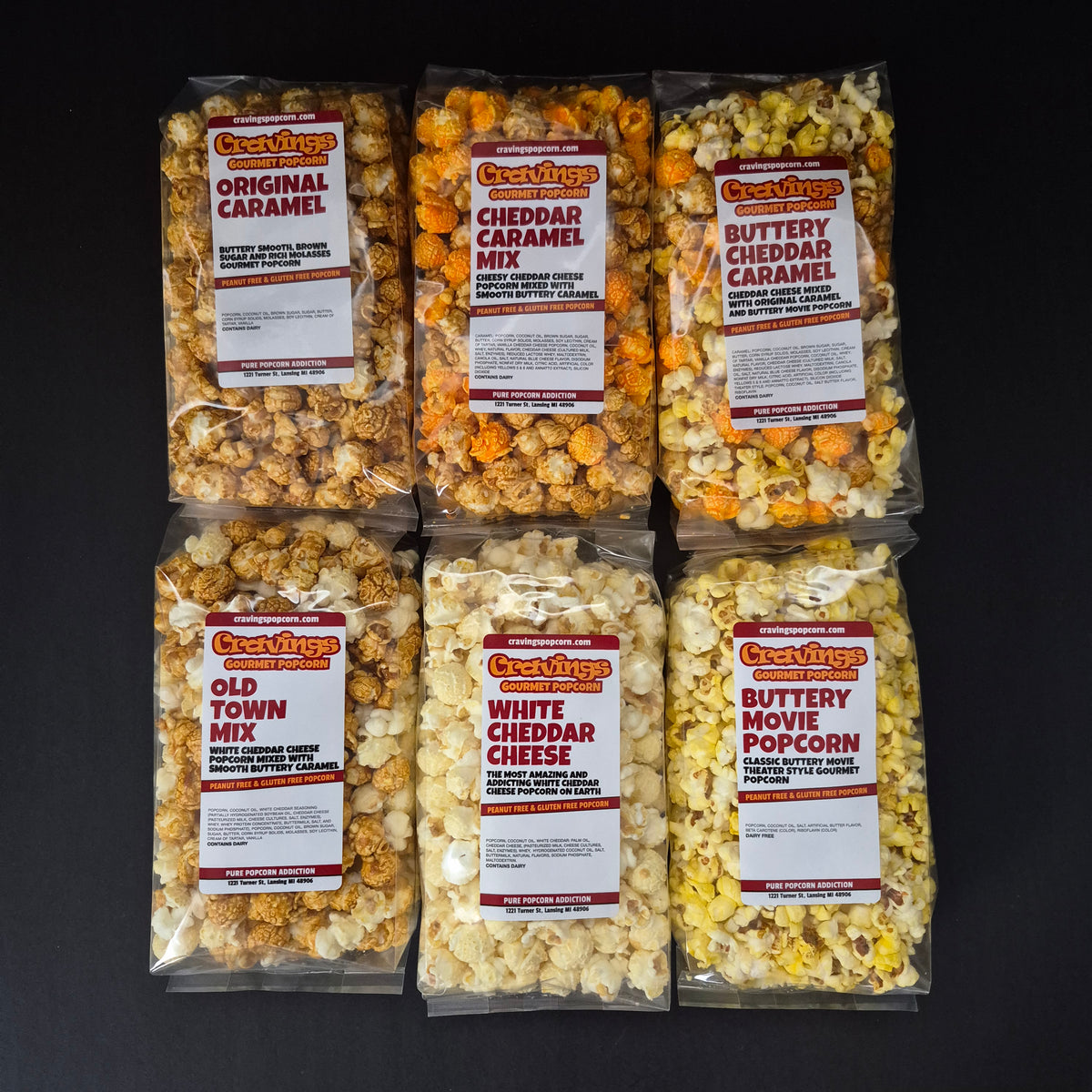 6 Pack Traditional Essentials Sampler — Cravings Gourmet Popcorn
